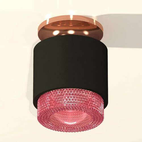 Комплект накладного светильника с композитным хрусталем XS7511142 SBK/PPG/PI черный песок/золото розовое полированное/розовый MR16 GU5.3 (N7930, C7511, N7193)