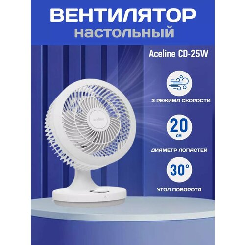 Вентилятор Aceline CD-25W настольный белый
