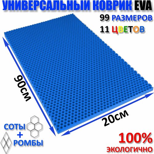 Коврик придверный EVA(ЕВА) соты в прихожую, ковролин ЭВА kovrik, синий/ размер см 90 х 20