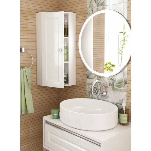 Шкаф для ванной комнаты, REGENT style, ПеналГранд1д/угловой/левый, цвет белый, 86*31*31