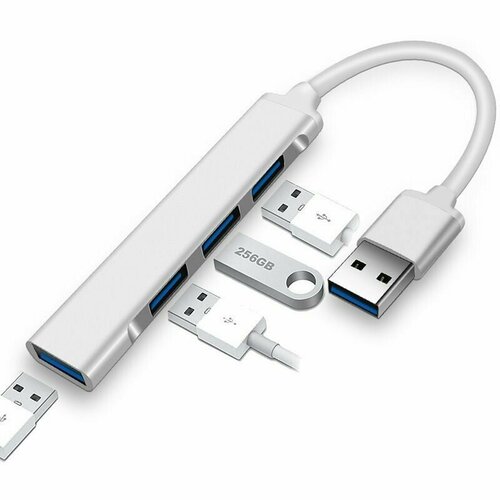 Переходник ЮСБ to USB HUB / Good Ideas / адаптер для Macbook iPhone / 4 порта усб для макбука / 19 см
