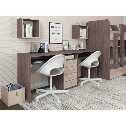 Письменный стол двойной Есэндвич Лаворо, 180x60х75 см (Анкор тёмный/Анкор светлый)