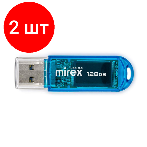 Комплект 2 штук, Флеш-память Mirex USB 3.0 ELF BLUE 128Gb (13600-FM3BE128 )