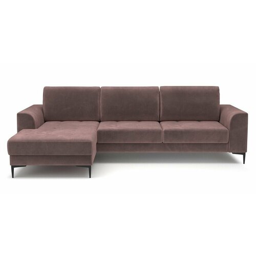 Угловой диван-кровать PUSHE раскладной Пьер, левый угол, велюр, розовый Nebby 633