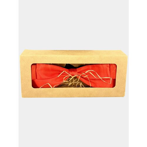 Атласный бант для волос на заколке-автомат для девочек и женщин в подарочной крафт коробке, Цвет Красный
