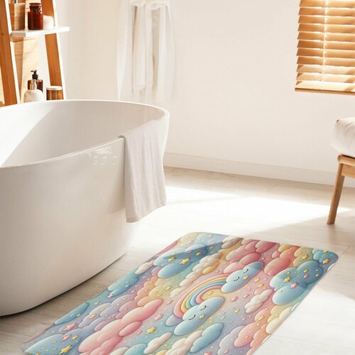 Коврик для ванной комнаты и туалета противоскользящий JoyArty "Красочные облачка" 60х100 см