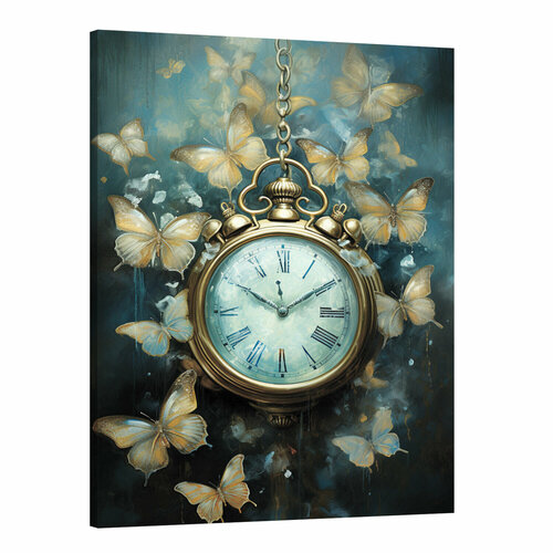 Интерьерная картина 50х70 "Магнетическое очарование: Бабочки и любовь"