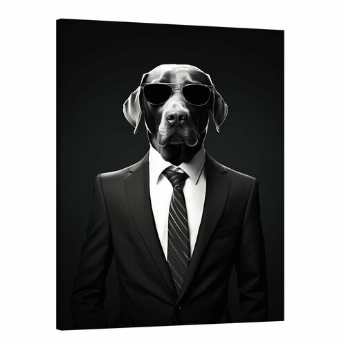 Интерьерная картина 50х70 "Пес в костюме"