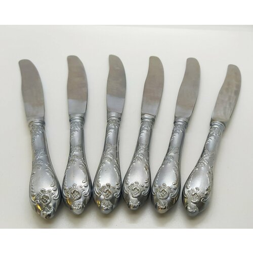 Набор из 6 столовых ножей растительным декором, мНЦ (медь-никель-цинк)