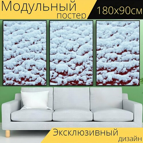 Модульный постер "Снег, снежинки, зима" 180 x 90 см. для интерьера