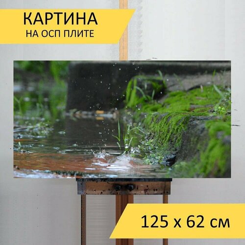 Картина на ОСП 125х62 см. "Дождь, вьетнам, естественный" горизонтальная, для интерьера, с креплениями