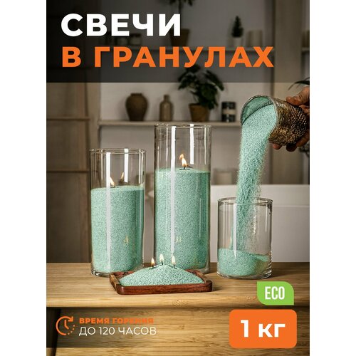 Насыпные свечи ROScandles цвет мята ароматические (1 кг + фитиль 2 м)