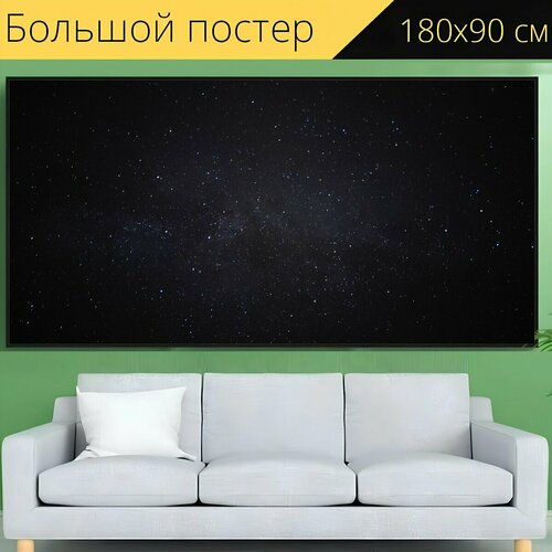 Большой постер "Звезды, млечный путь, небо" 180 x 90 см. для интерьера
