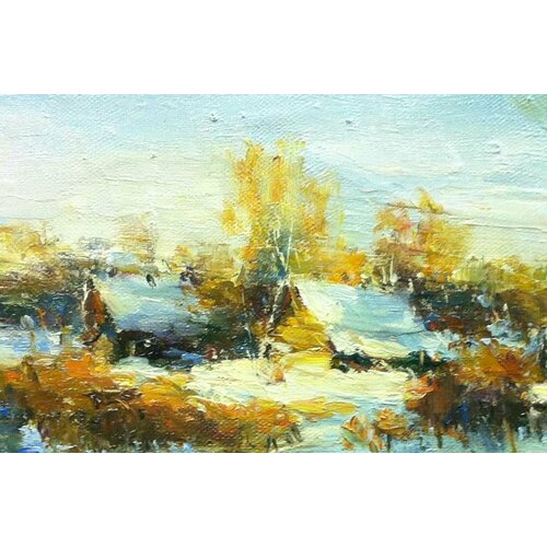 Картина "Зима в деревне.2", 30х40 см, холст, масло, авторская работа;