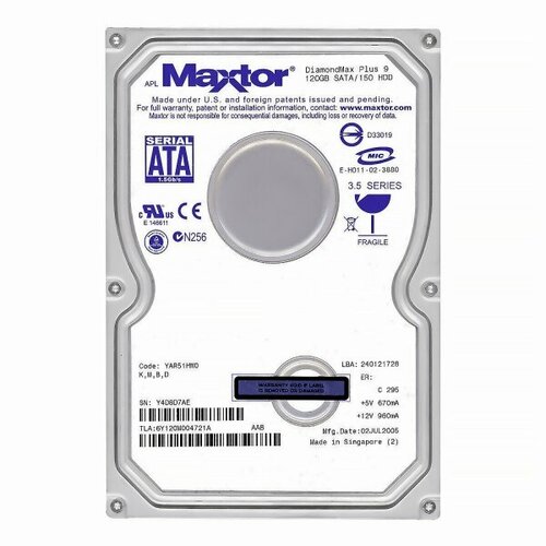 Жесткий Диск Maxtor 6Y120M0 120Gb SATA 3,5" HDD