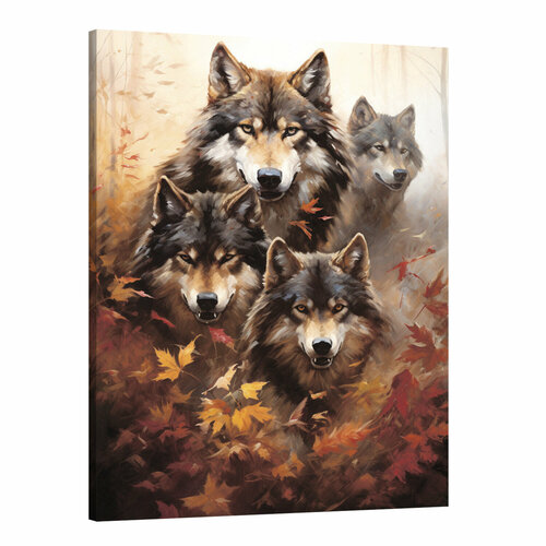 Интерьерная картина 50х70 "Волчья стая"