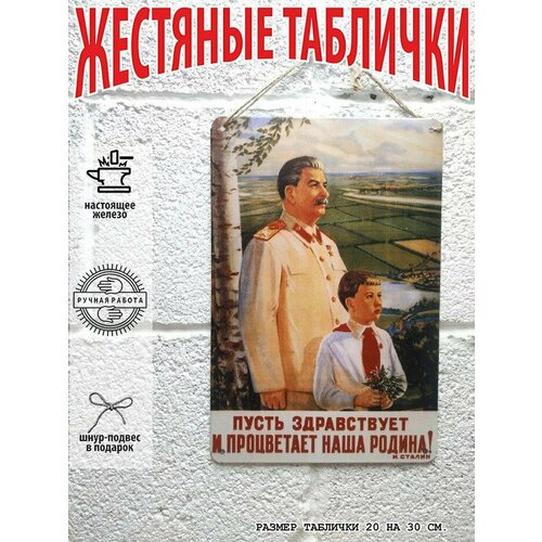Пусть здравствует и процветает наша Родина, советский постер 20 на 30 см, шнур-подвес в подарок