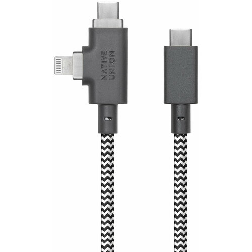 Кабели Native Union Кабель USB-C/Lightning, 240 Вт, 2,4 м, зебра