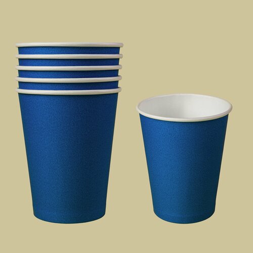 Комплект 50 шт. Объём 250 мл. Цвет Синий. Однослойный бумажный одноразовый стакан. Для горячего и холодного питья, кофе, чая, воды, напитков. Без крышки.