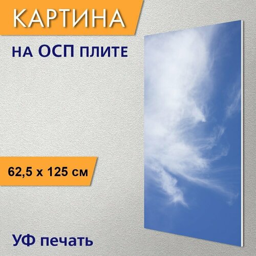 Вертикальная картина на ОСП "Облака, синий, небо" 62x125 см. для интерьериа