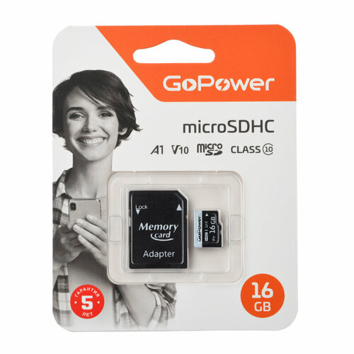GoPower 16GB Class10 60 МБ/сек V10 с адаптером