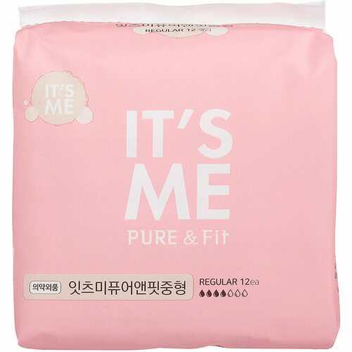 Прокладки женские гигиенические с крылышками, 3 капли It's Me Pure & Fit pads regular, 12 шт