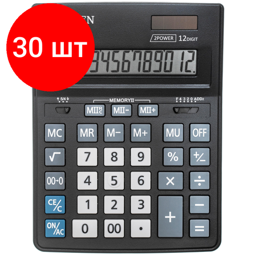 Комплект 30 штук, Калькулятор настольный полноразмерный CITIZEN BusinessL CDB1201-BK 12р. Чер