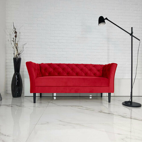 Прямой диван "Барон", красный, 154х57х70 см