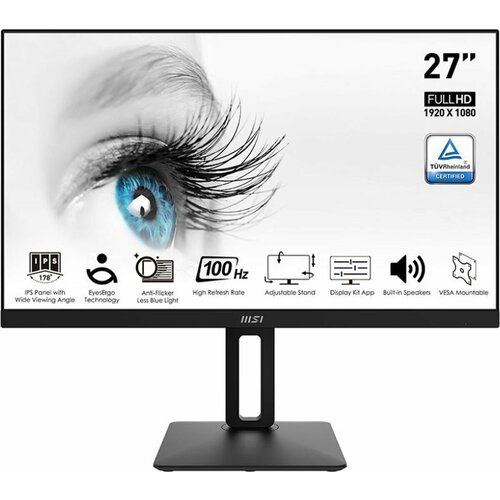 Монитор MSI 27" Pro MP271AP черный IPS LED 1ms 16:9 HDMI M/M матовая HAS Piv 300cd 178гр/178гр 1920x1080 100Hz VGA DP FHD 3.9кг