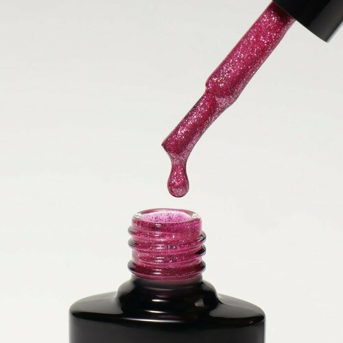 Гель лак для ногтей, CHROME, шиммерный, 3-х фазный, 8мл, LED/UV, цвет ярко-розовый (017)