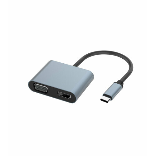 Переходник видео USB Type-C - HDMI+VGA, разветвитель Display Port