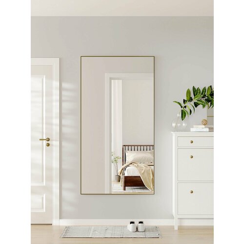 Зеркало на стену прямоугольное в ванную TODA ALMA, 170х80 см. Золотисто-оливковое