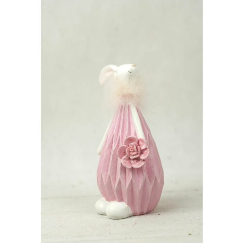 Фигурка декоративная Зайка с магнолией, розовый18 см