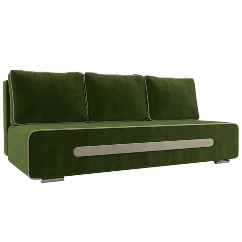 Прямой диван Приам, Микровельвет зеленый и бежевый
