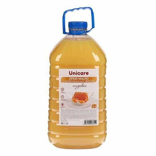 Крем-мыло UNICARE «Медовое», антибактериальное, ПЭТ, жидкое 5 л (комплект из 2 шт)