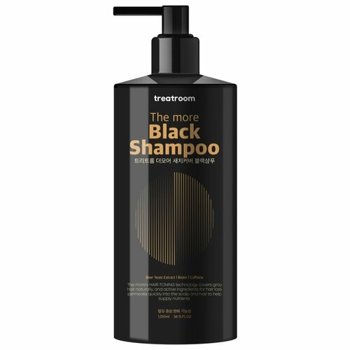 Treatroom The More Black Shampoo Шампунь для волос против седины с экстрактом пивных дрожжей, биотином и кофеином 1010мл