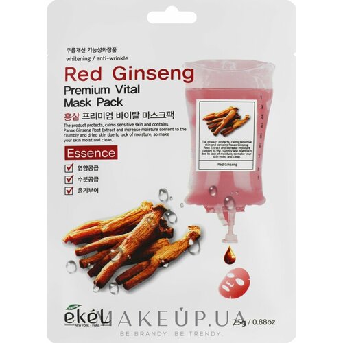 EKEL Red Ginseng Premium Vital Mask Pack Антивозрастная тканевая маска для лица с экстрактом женьшеня