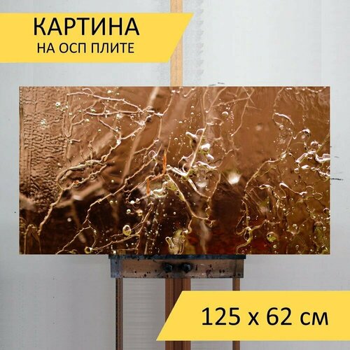 Картина на ОСП 125х62 см. "Мороженое, ледяной, структура" горизонтальная, для интерьера, с креплениями