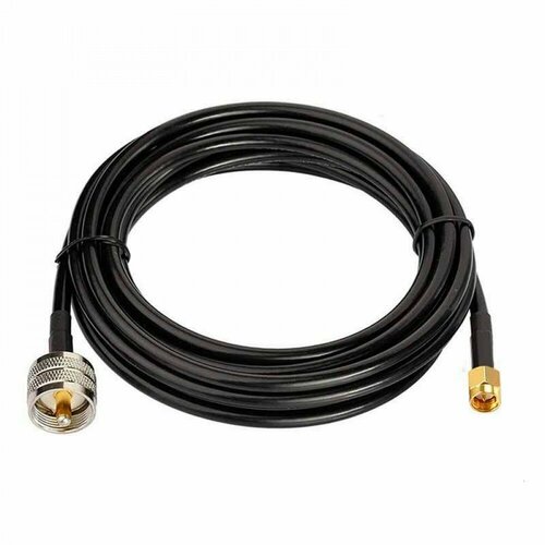 Кабельная сборка UHF-male - Sma-male 15 м, кабель 5D-FB CU (медь, черный)
