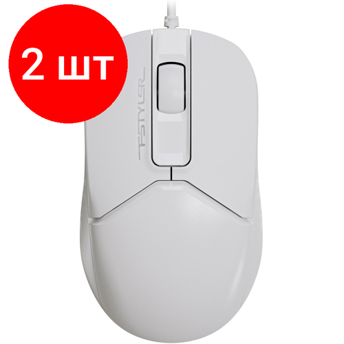 Комплект 2 штук, Мышь компьютерная A4Tech Fstyler (FM12 WHITE) оптическая 1200dpi/3but