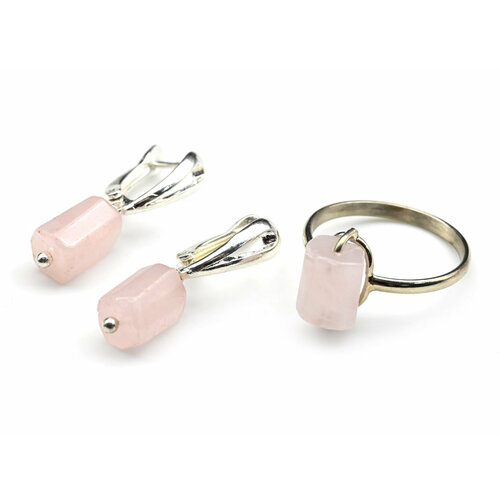 Комплект бижутерии: кольцо, кварц, размер кольца 19.5, розовый