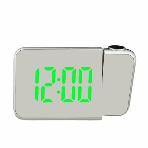 Часы настольные электронные с проекцией: будильник, гигрометр, календарь, зеленые цифры 9742340
