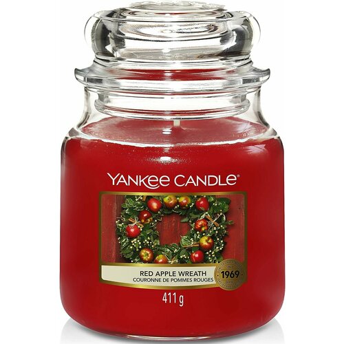 Yankee Candle / Свеча средняя в стеклянной банке Венок из из красных яблок Red Apple Wreath 411 гр / 65-90 часов