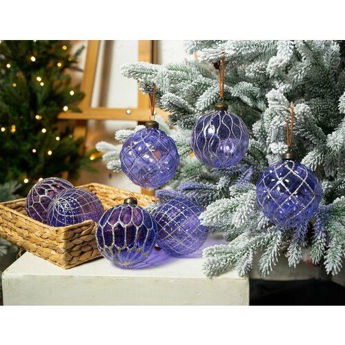 Набор стеклянных шаров кларитэ виолет, 8 см, 12 шт, Winter Deco 19039-23056