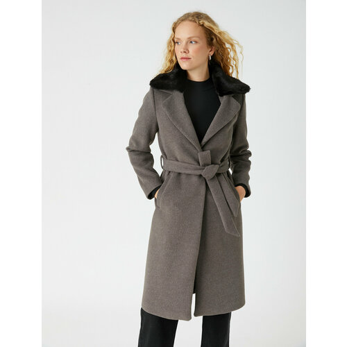 Пальто KOTON, размер 44, черный, серый