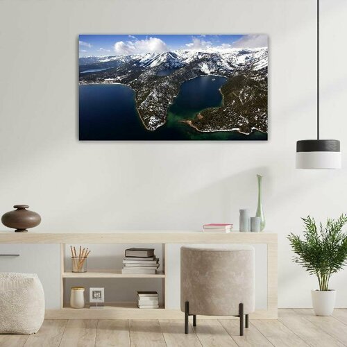 Картина на холсте 60x110 LinxOne "Густой заснеженный лес в" интерьерная для дома / на стену / на кухню / с подрамником