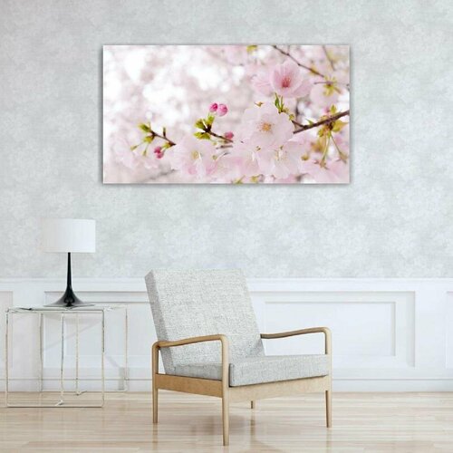 Картина на холсте 60x110 LinxOne "Дерево розовый нежность" интерьерная для дома / на стену / на кухню / с подрамником