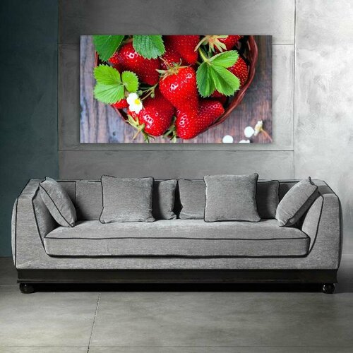 Картина на холсте 60x110 LinxOne "Корзинка fresh berries" интерьерная для дома / на стену / на кухню / с подрамником