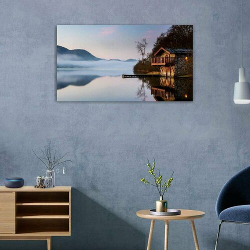 Картина на холсте 60x110 LinxOne "Пейзаж горы природа Озёрный" интерьерная для дома / на стену / на кухню / с подрамником