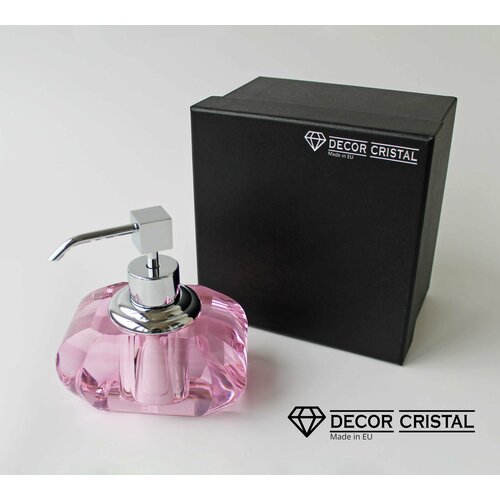 Дозатор диспенсер для жидкого мыла DECOR CRISTAL, настольный цвет розовый/хром